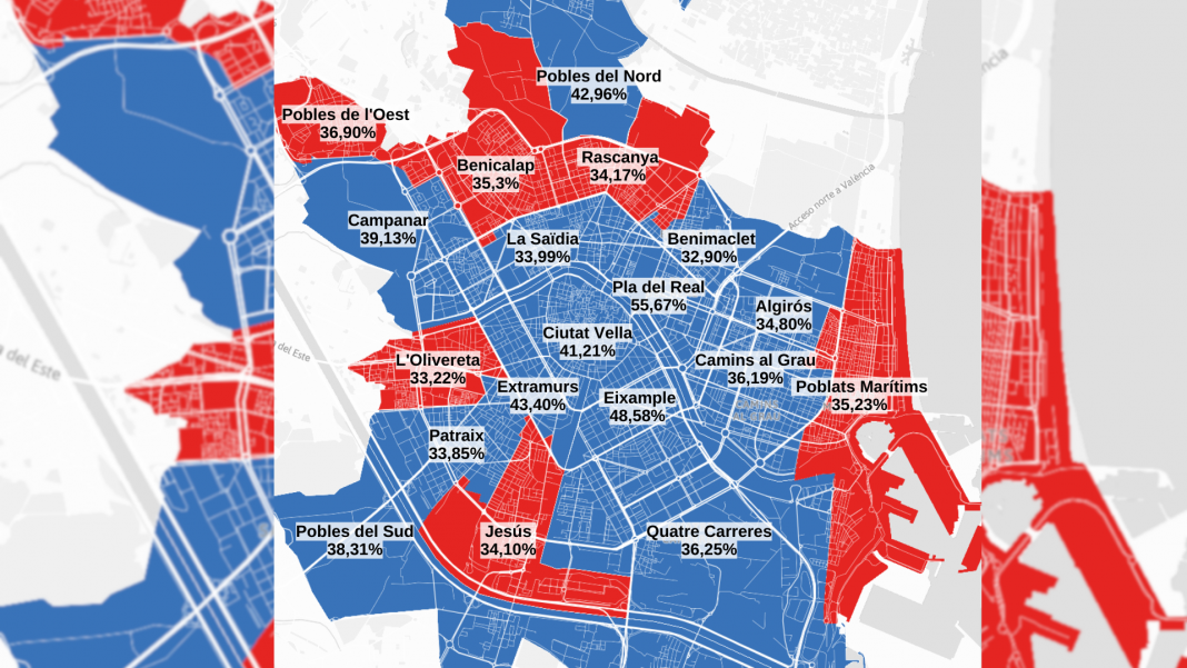 Los resultados electorales por distritos en la ciudad de Valencia